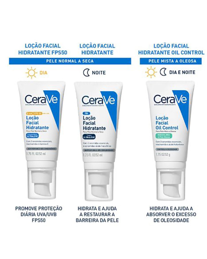 Hidratante Facial FPS 50 Para Pele Normal A Seca CeraVe hidratante-facial-fps-50-para-pele-normal-a-seca-cerave